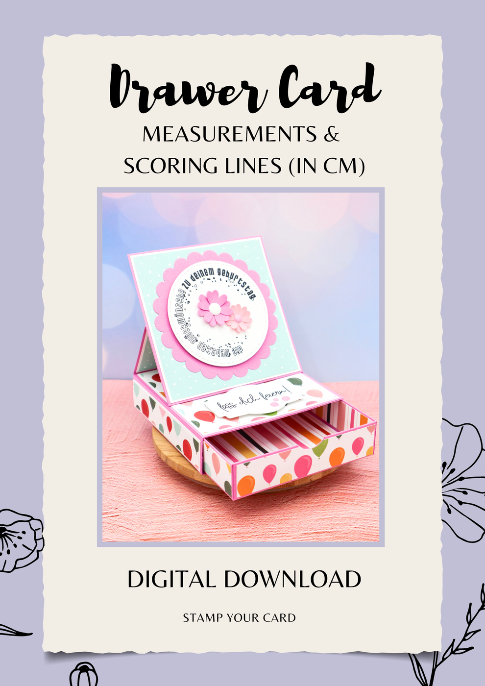 Drawer Card - measurements & scoring lines in CM (PDF-Download) ENGLIS ...