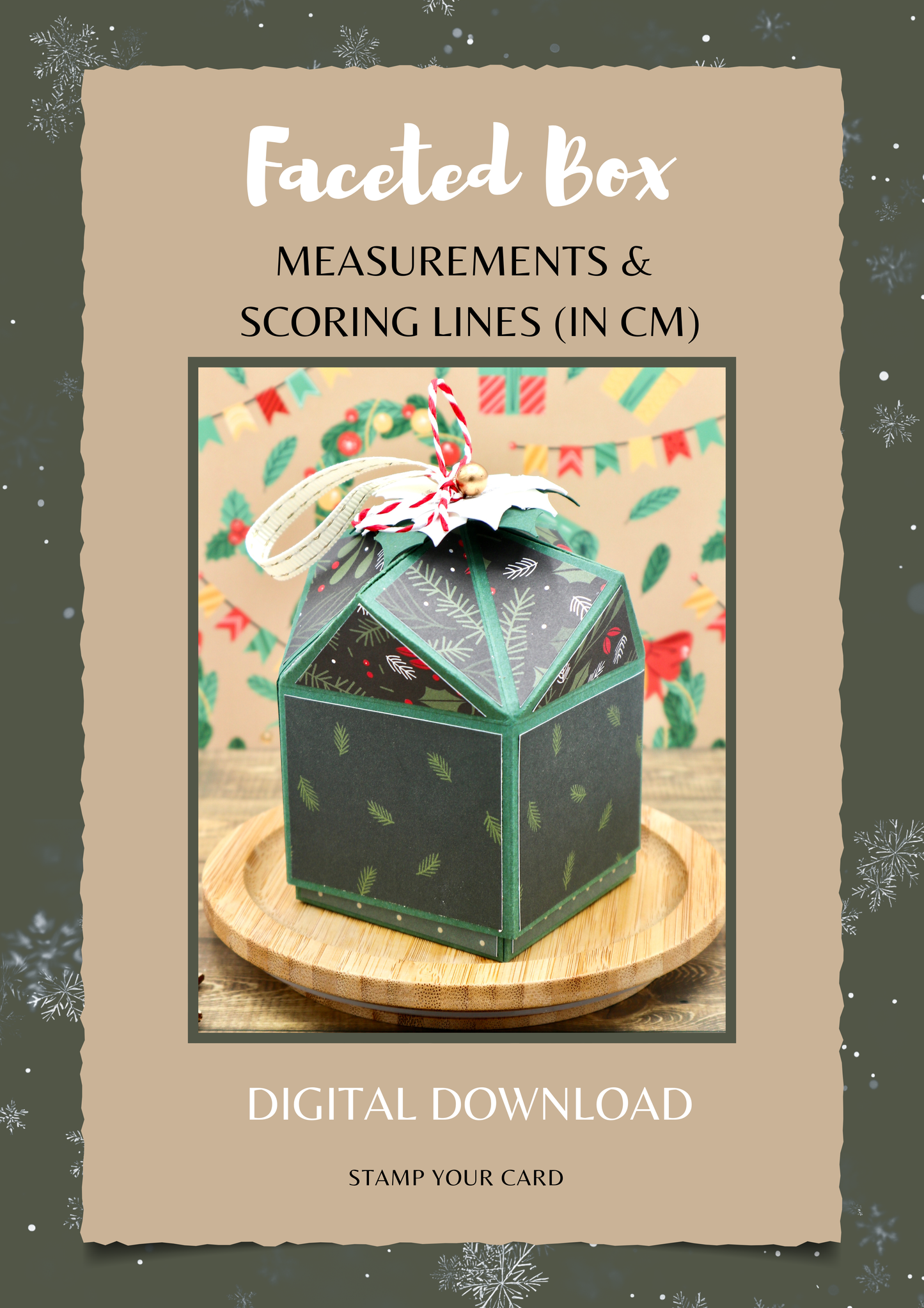 Faceted Box - measurements & scoring lines in cm (PDF-Download) ENGLIS ...